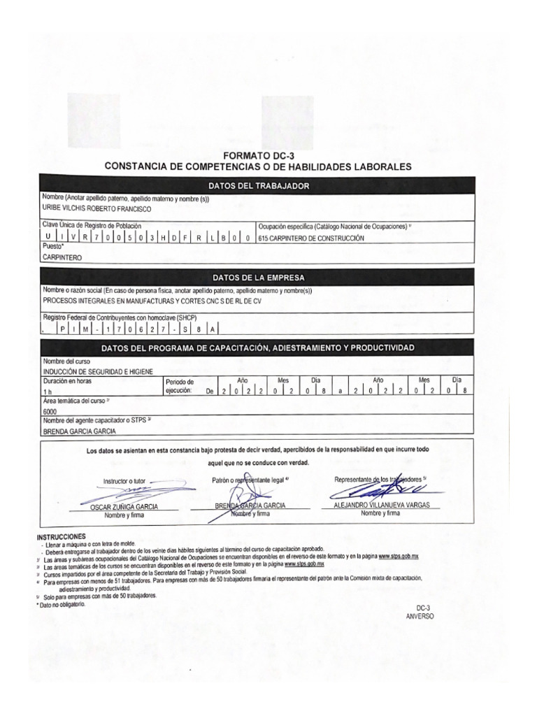 Formato DC-3 3 | PDF