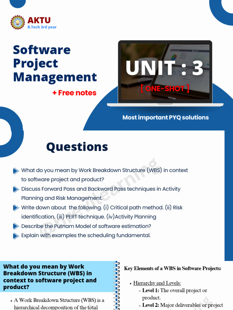 SPM Unit-3 for One Shot Video by Brevilearning YT-1 | Download Free PDF | Project Management