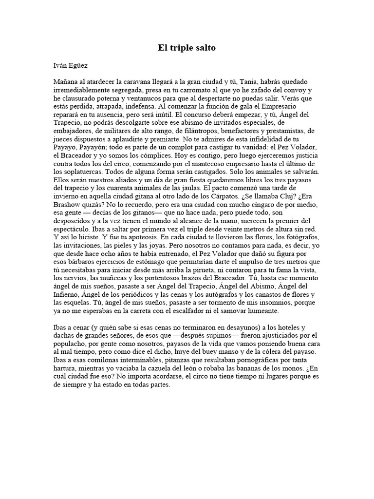 El triple salto: historia de Tania en el circo | PDF
