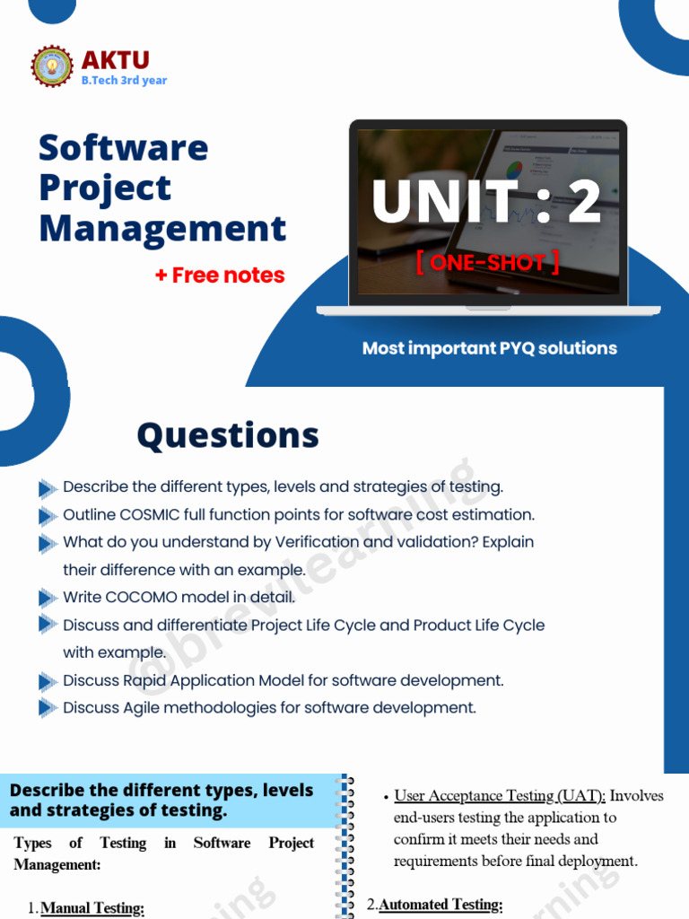 SPM Unit-2 For One Shot Video by Brevilearning YT-1 | PDF | Software ...