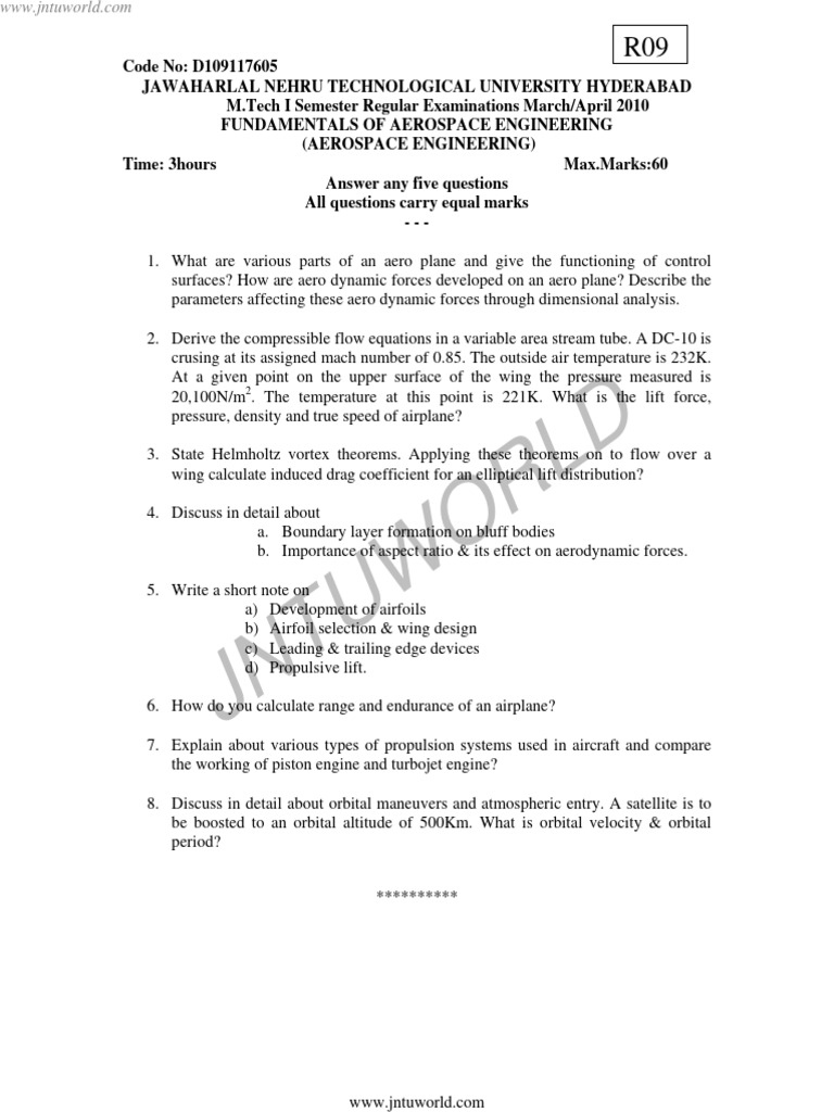 Fundamentals of Aerospace Engineering Exam | PDF | Lift (Force ...