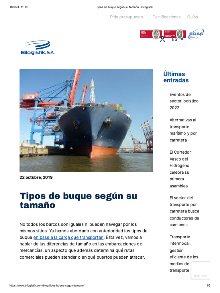 Tipos de Buque Según Su Tamaño | Descargar gratis PDF | Construcción ...