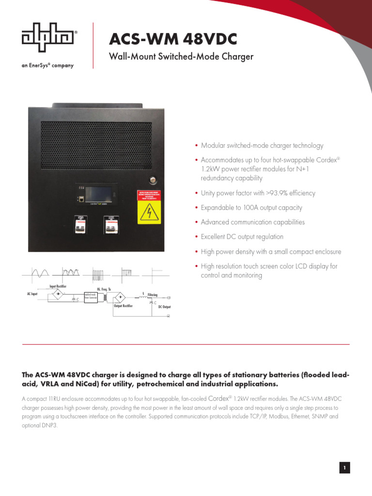 Alpha ACS WM 48VDC Charger | PDF | Battery Charger | Rectifier