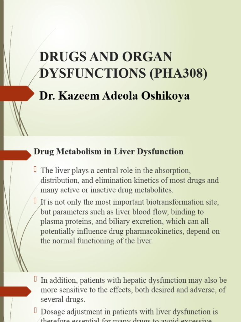 Pha 308 (Drugs and Organ Dysfunctions) | PDF | Cirrhosis | Liver
