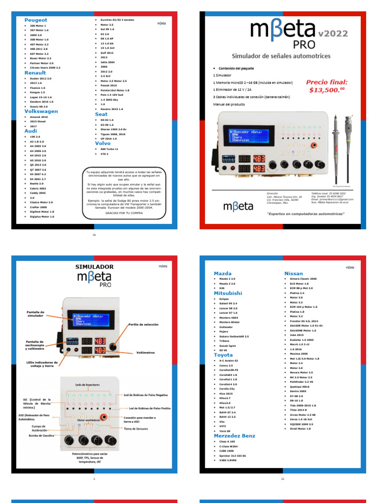 ManualSimulador mBetaPRO v2.0 | PDF | voltaje | Diodo emisor de luz