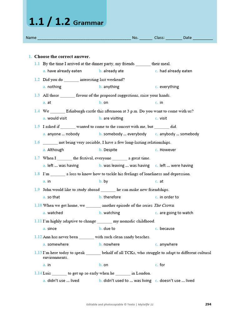 English Grammar Practice Quiz | PDF