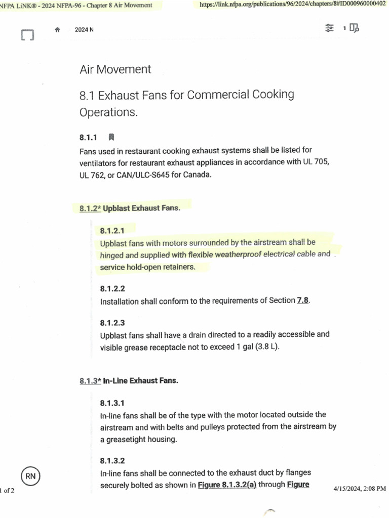 NFPA Chapter 8 Air Movement | PDF
