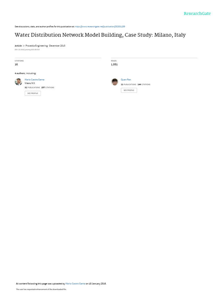 Water Distribution Network Model Building Case Stu | PDF | Geographic ...