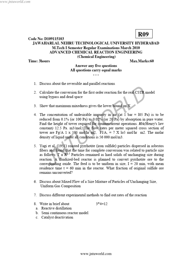 09-Advanced Chemical Reaction Engineering | PDF | Chemical Reactor ...