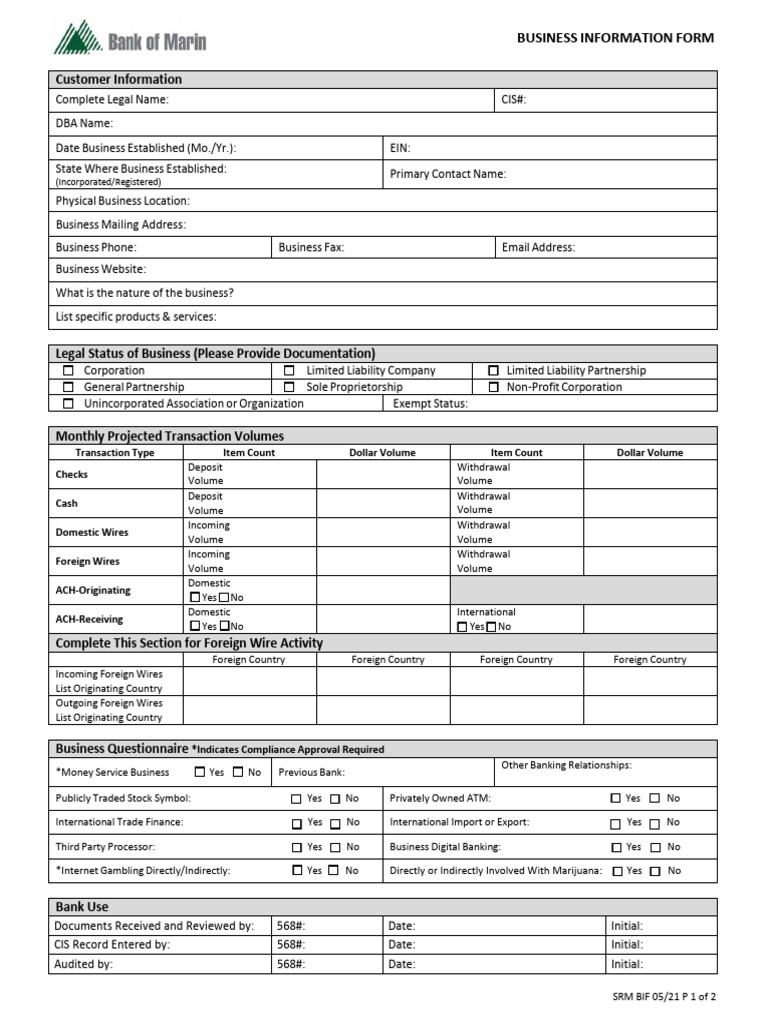 568 Business Information Form | PDF | Business | Banks