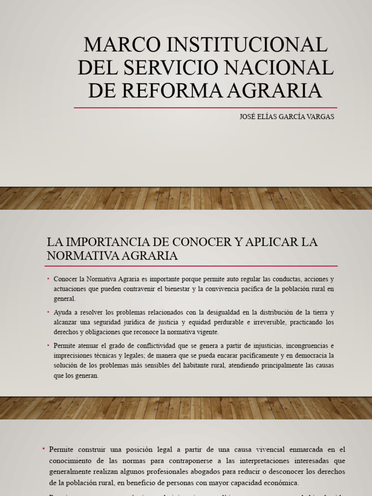 TEMA 3 Marco Institucional Del Servicio Nacional de Reforma Agraria ...