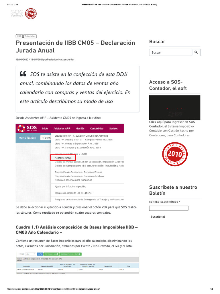 Presentación de IIBB CM05 - Declaración Jurada Anual - SOS-Contador, El ...