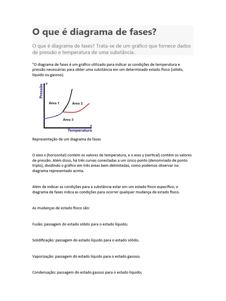 Diagrama de Fases: Tipos e Curvas | PDF | Diagrama de fase | Sólido