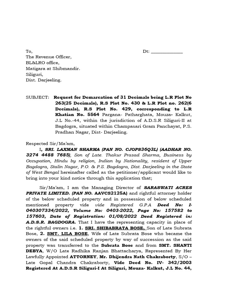 Bllro Matigara Demarcation | PDF | Natural Resources Law | Private Law