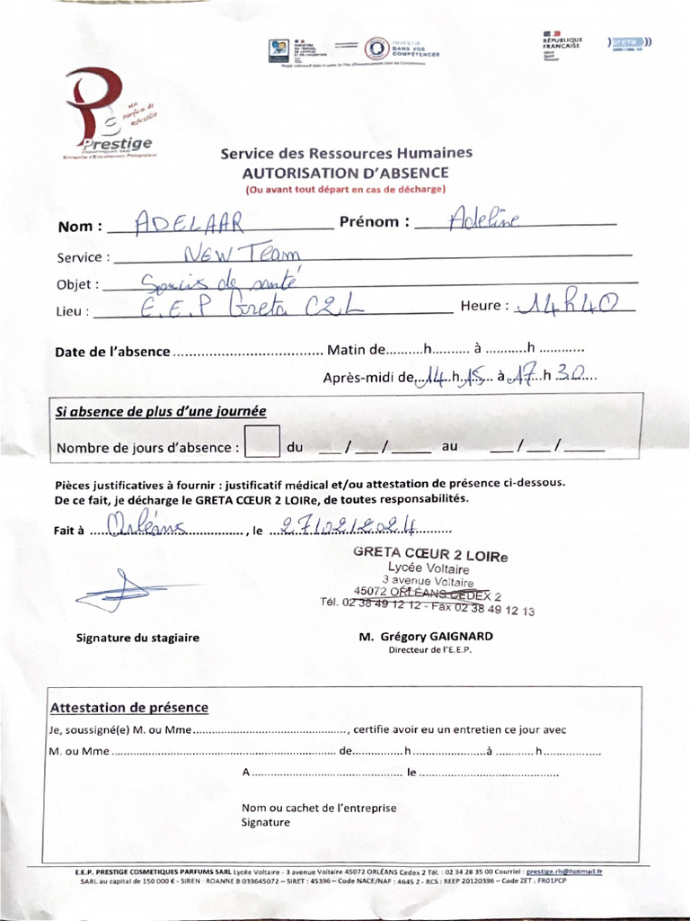 Justificatif D'absence 27:02:2024 | PDF