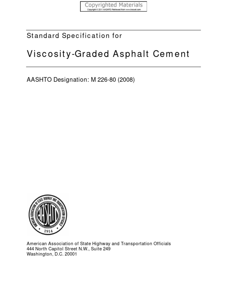 Aashto M 226 | PDF | Viscosity | Materials