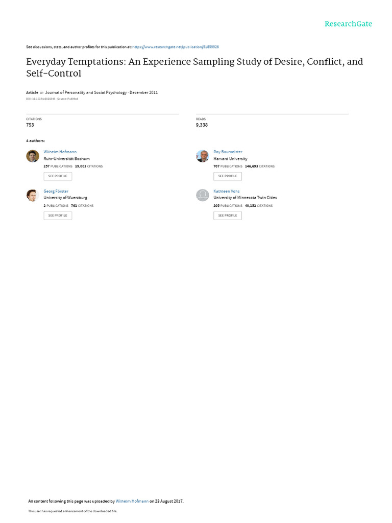 EverydayTemptations Inpress | PDF | Self Control | Self-Management