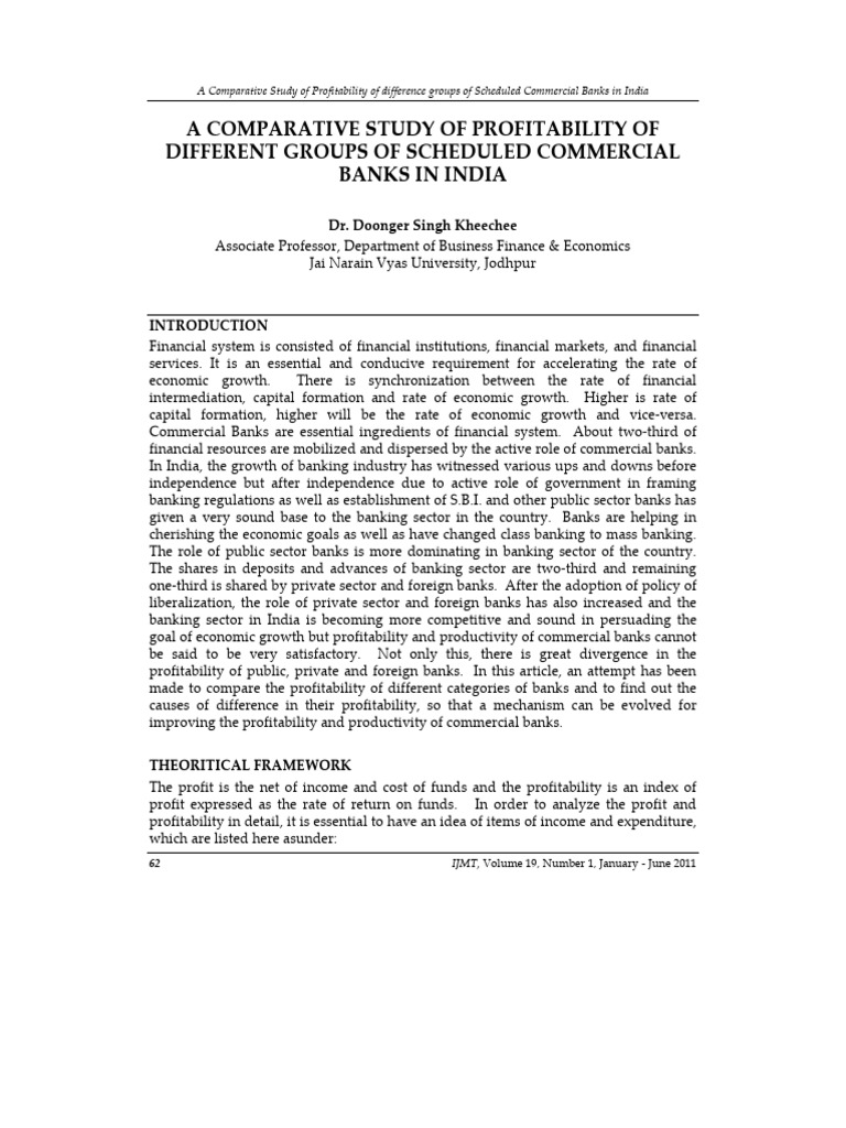 A Comparative Study of Profitability of Different Groups of Scheduled ...