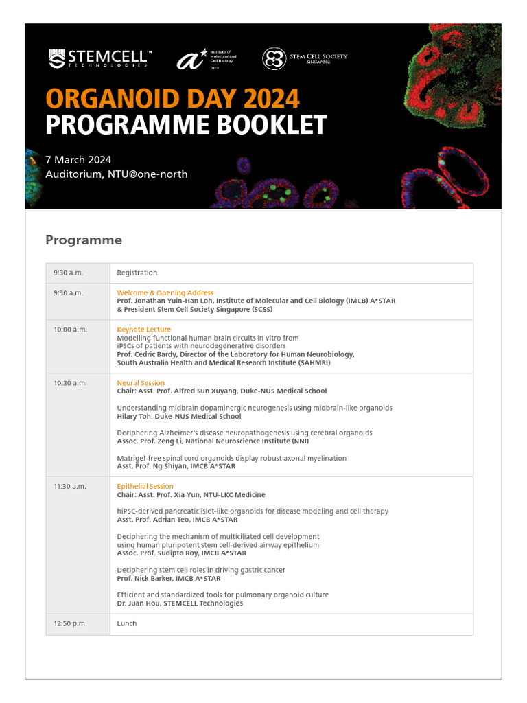 Organoid Day Programme Booklet 2024 Update | PDF | Pancreatic Cancer ...