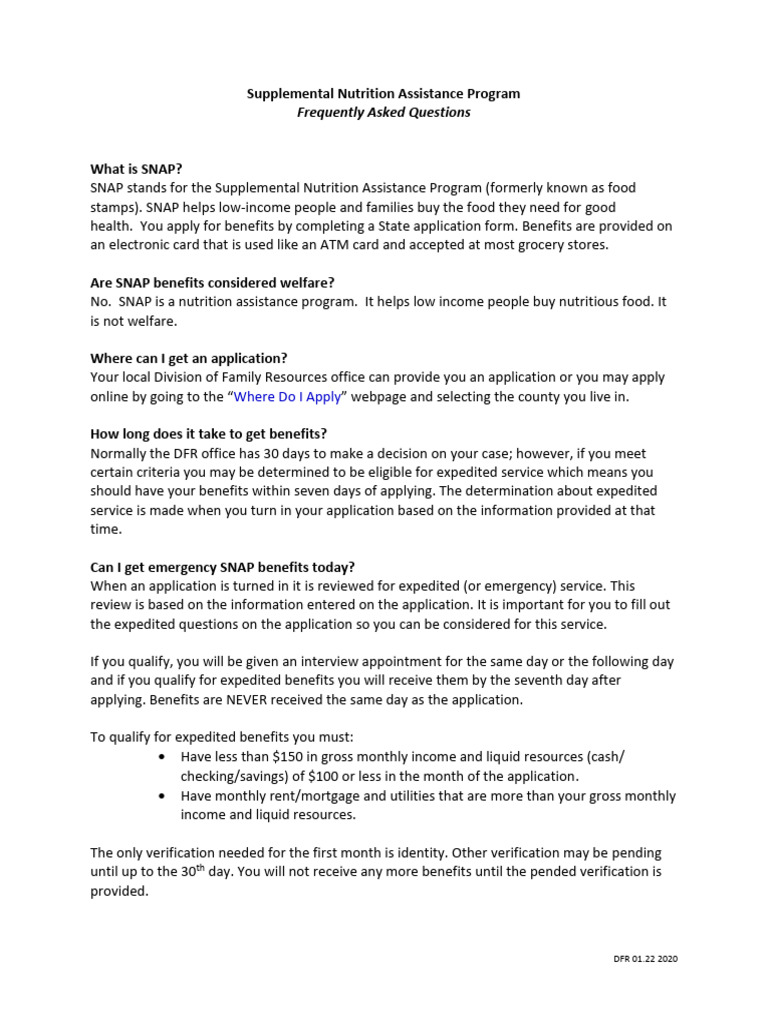 Snap_FAQ | Download Free PDF | Supplemental Nutrition Assistance ...