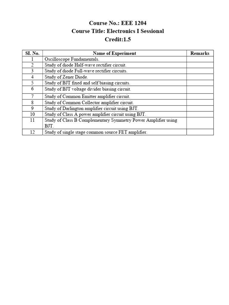 Electronics Lab Experiments | PDF | Rectifier | Amplifier