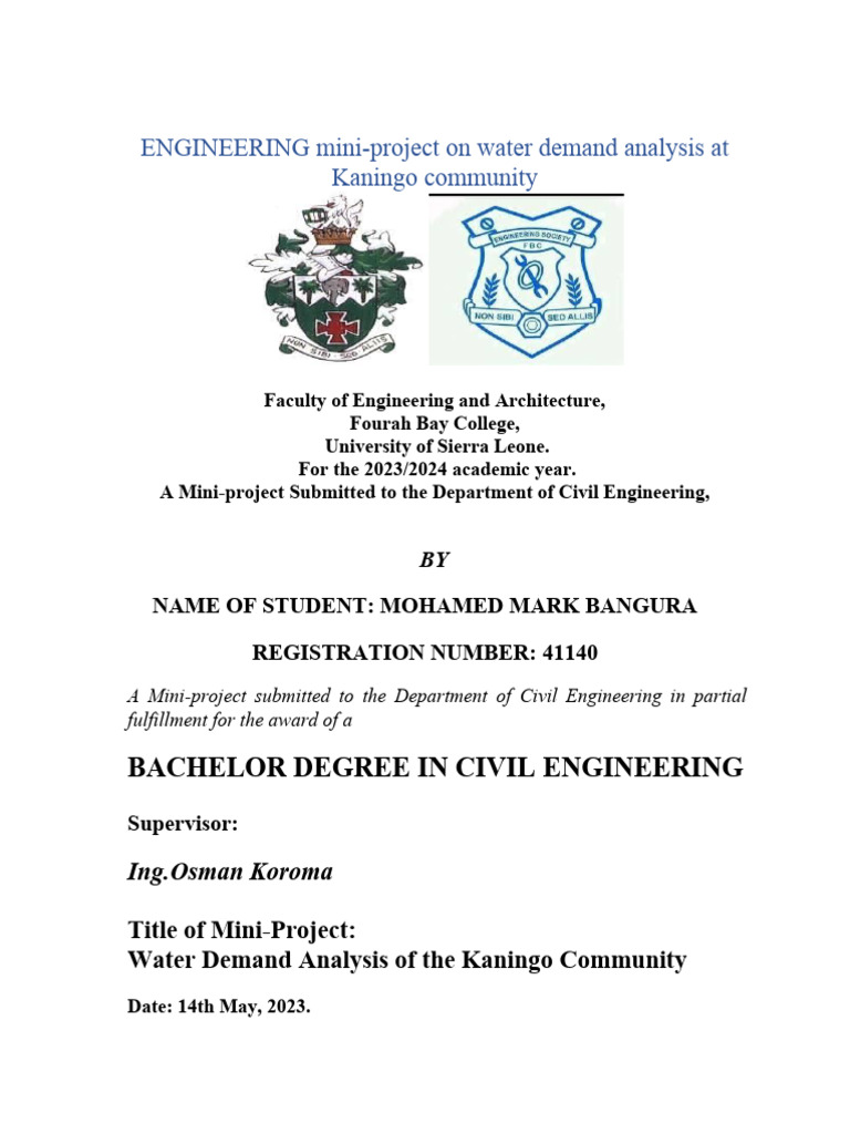Mini Project On Water Demand Analysis PDF | PDF | Water Scarcity | Water