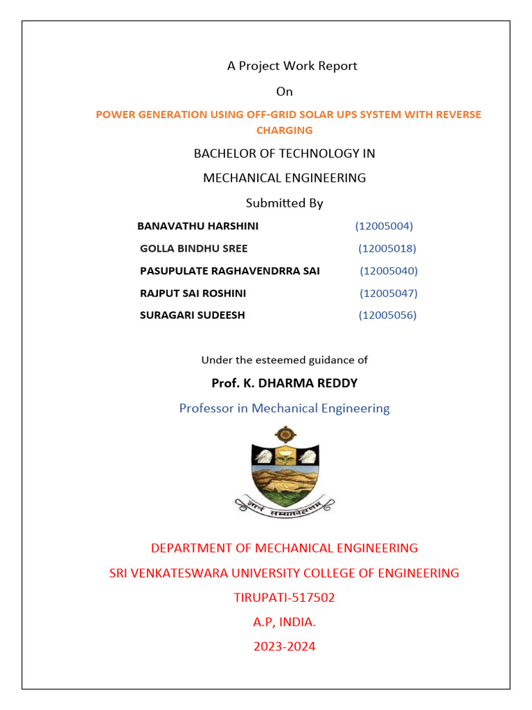 A Project Report | Download Free PDF | Photovoltaic System | Solar Power