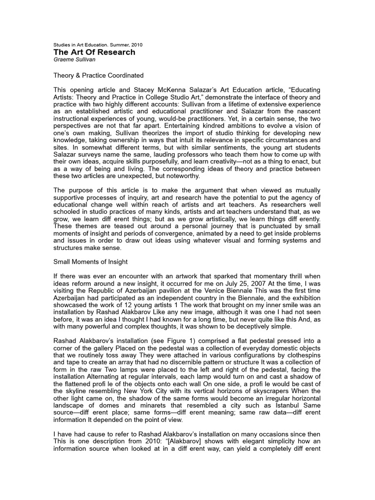 The Art of Research - Graeme Sullivan | PDF | Data | Information