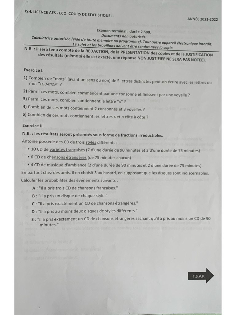 Sujet 2nd Semestre | PDF