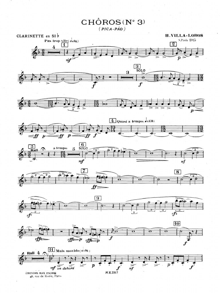 Villa-Lobos - Chôros No. 3 (Parts) | PDF