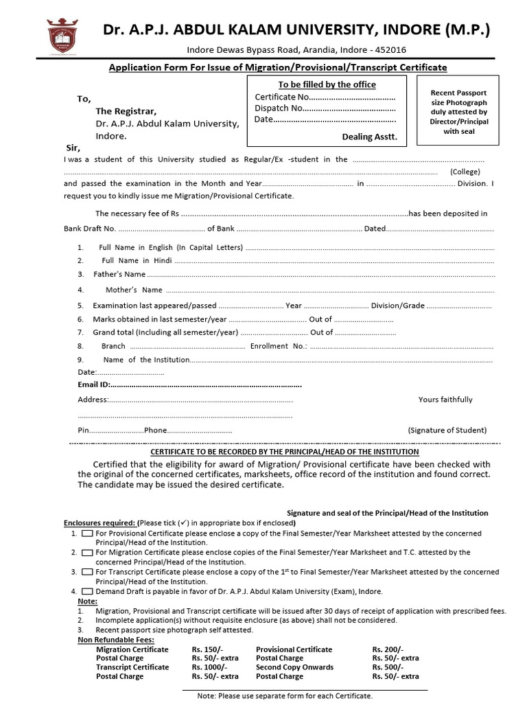 Provisional Degree Form | PDF