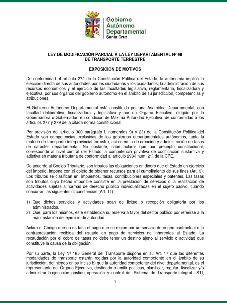 Ley Departamental 121 | PDF | Transporte | Gobierno