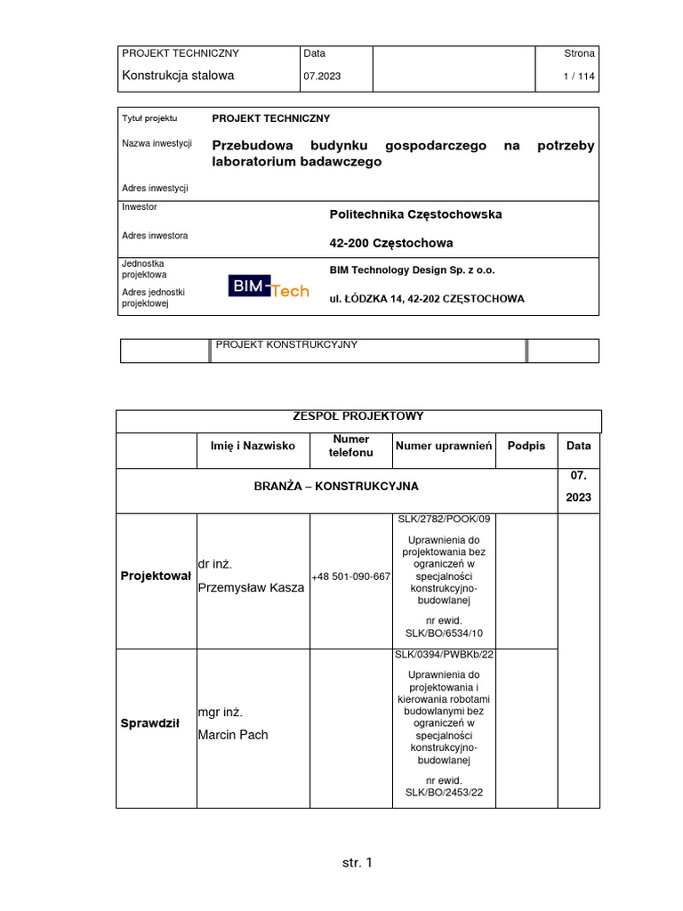 Opis Techniczny | PDF