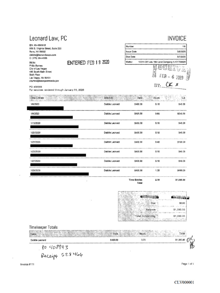 City of Las Vegas Redacted Legal Invoices | PDF | Lawyer | Justice