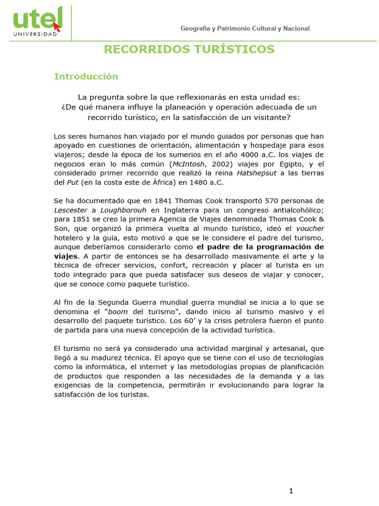 Recorridos Turísticos: Planeación y Satisfacción | PDF | Turismo ...