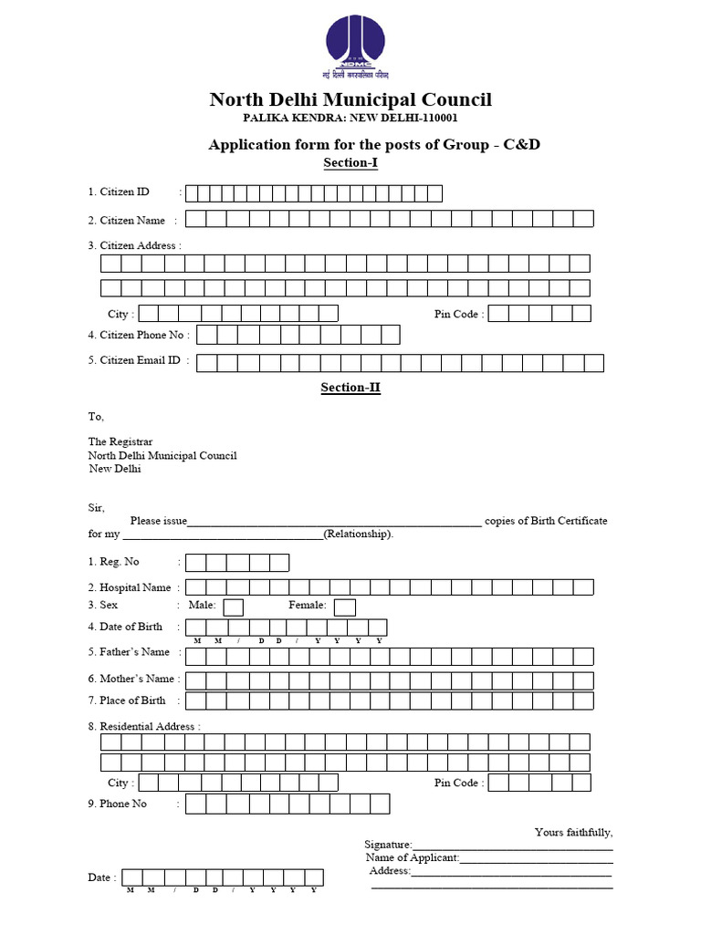 North Delhi MCD Requirements | PDF | Birth Certificate