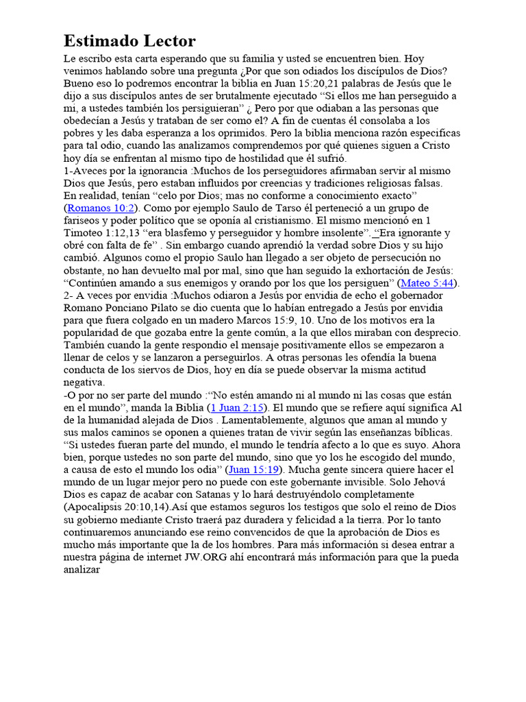 Estimado Lector: Romanos 10:2 | PDF | Jesús | Pablo el apóstol