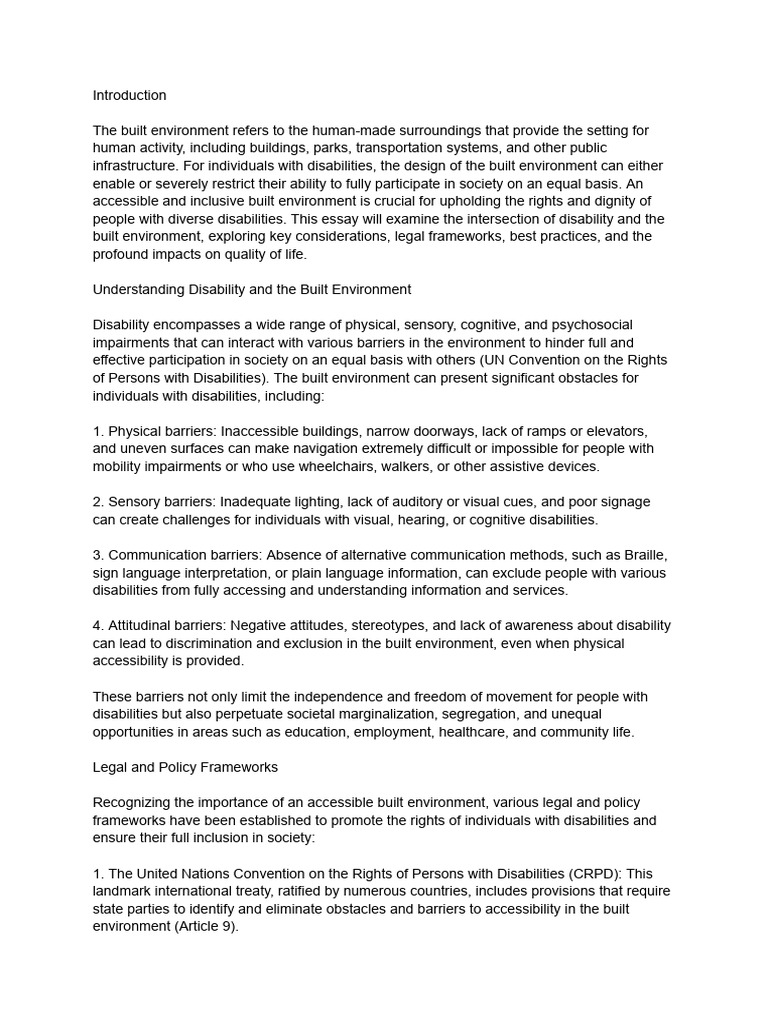 Built Environment and Disability | PDF | Accessibility | Disability