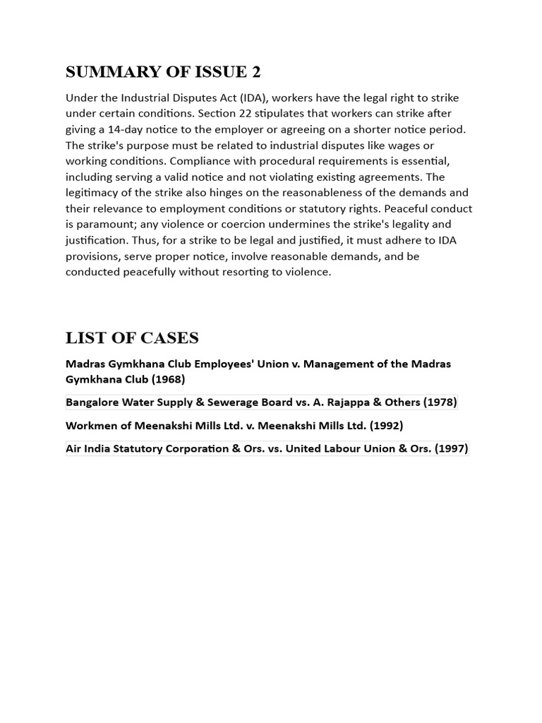 Summary & List of Cases | PDF