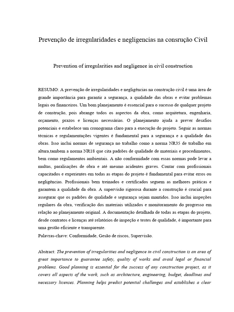 Prevenção de Irregularidades na Construção | PDF | Engenharia Civil ...