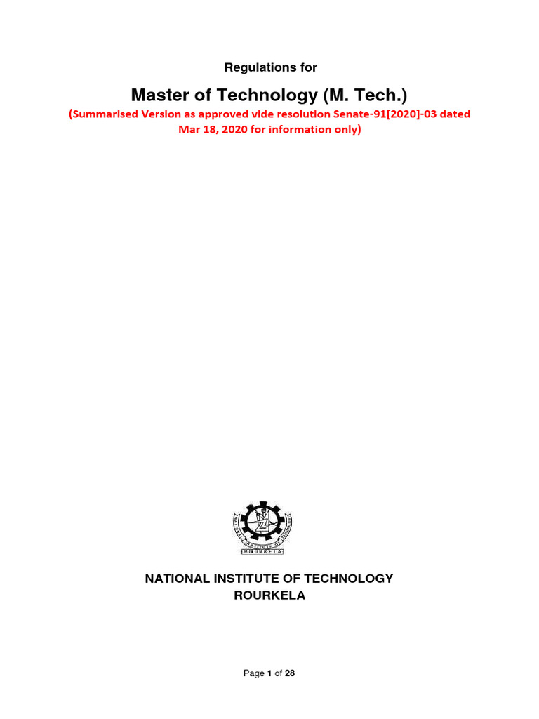 Master of Technology (M. Tech.) | PDF | Engineering | University And College Admission