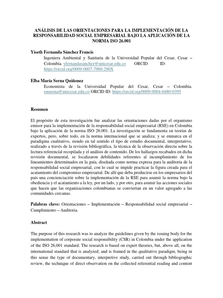 Artículo APLICACIÓN DE LA NORMA ISO 26001 y RESP SOCIAL EMPRES (1 ...