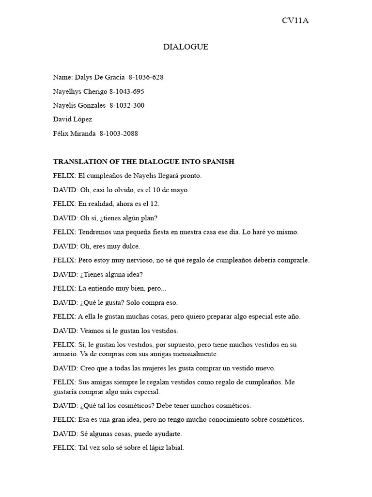 Dialogo de Inglés-1 | PDF | Cupón