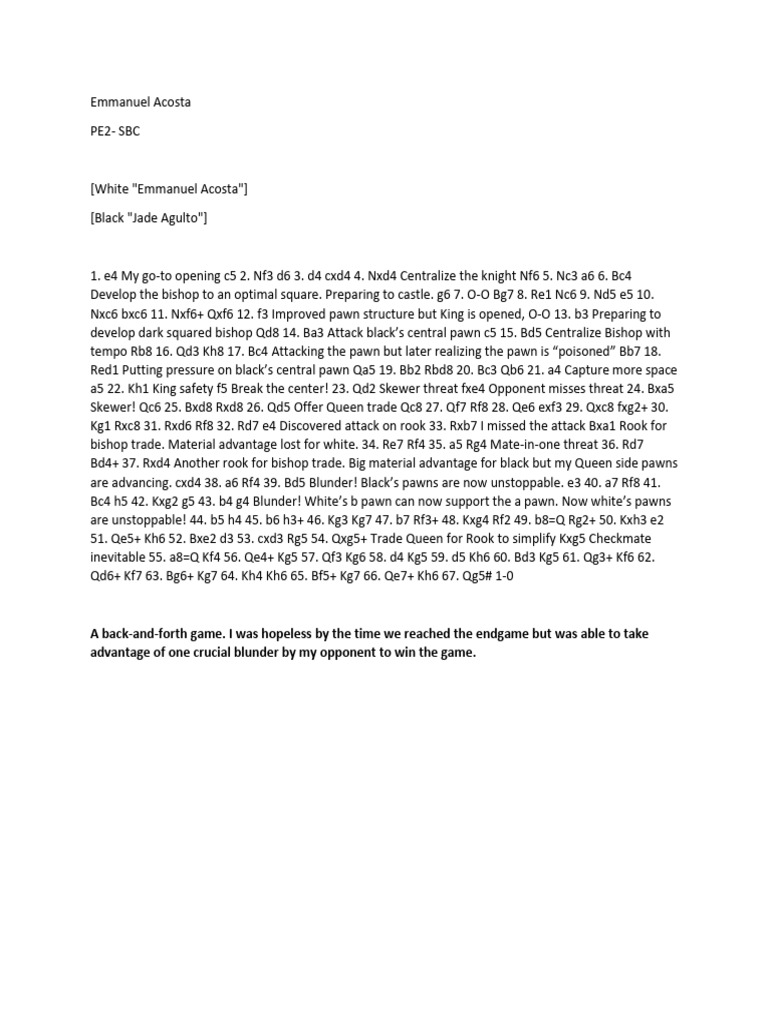 Acosta-Game Analysis | PDF