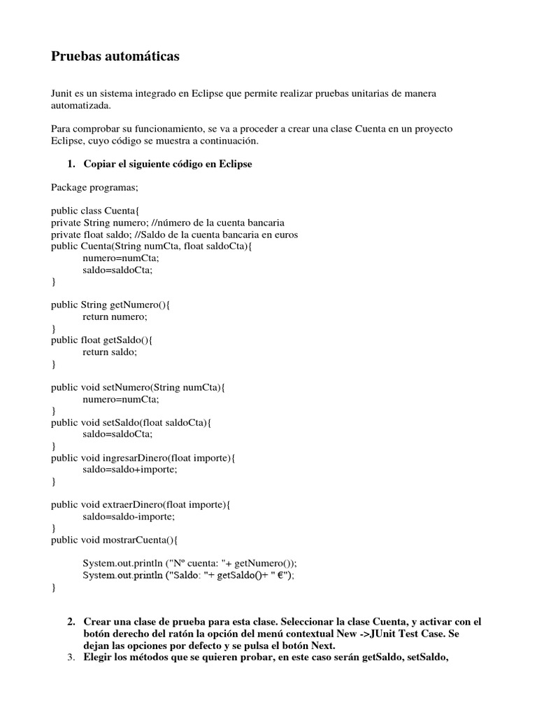 Pruebas unitarias con JUnit en Eclipse | PDF | Informática | Ingeniería de software