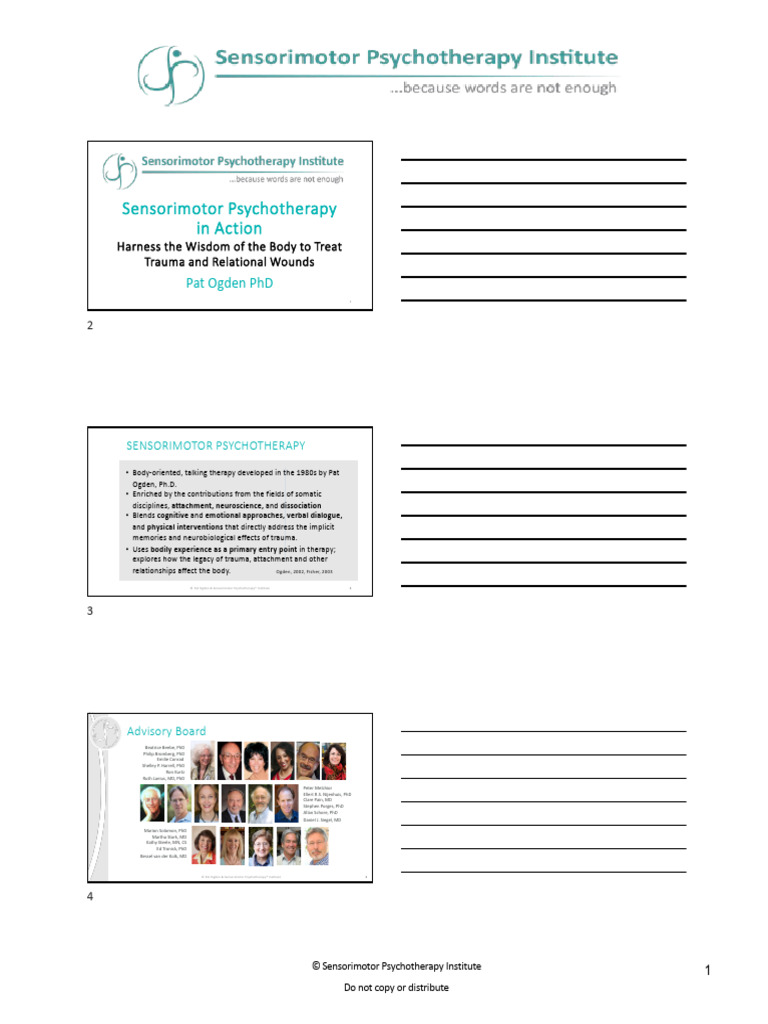 Handout Sensorimotor Psychotherapy Action | PDF | Psychological Trauma ...