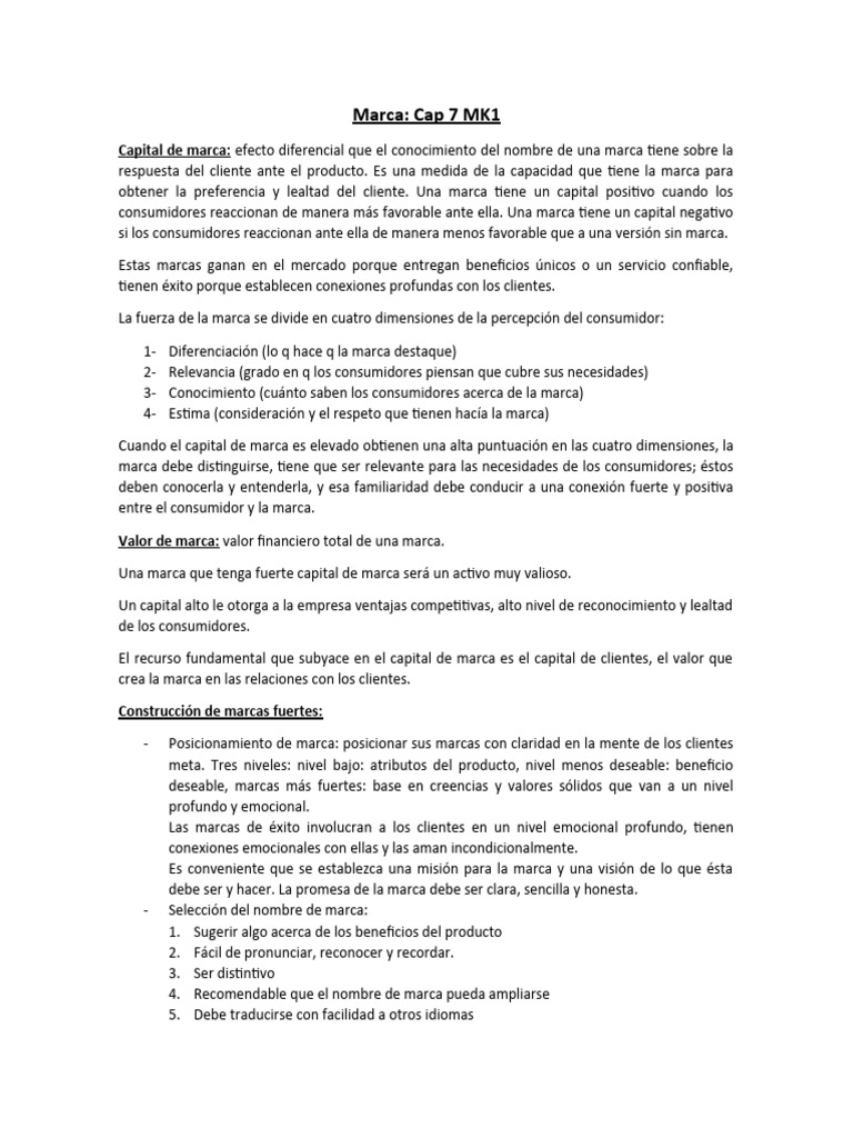 Resumen Cap 7 MK1 PC2 | PDF | Marca | Precios