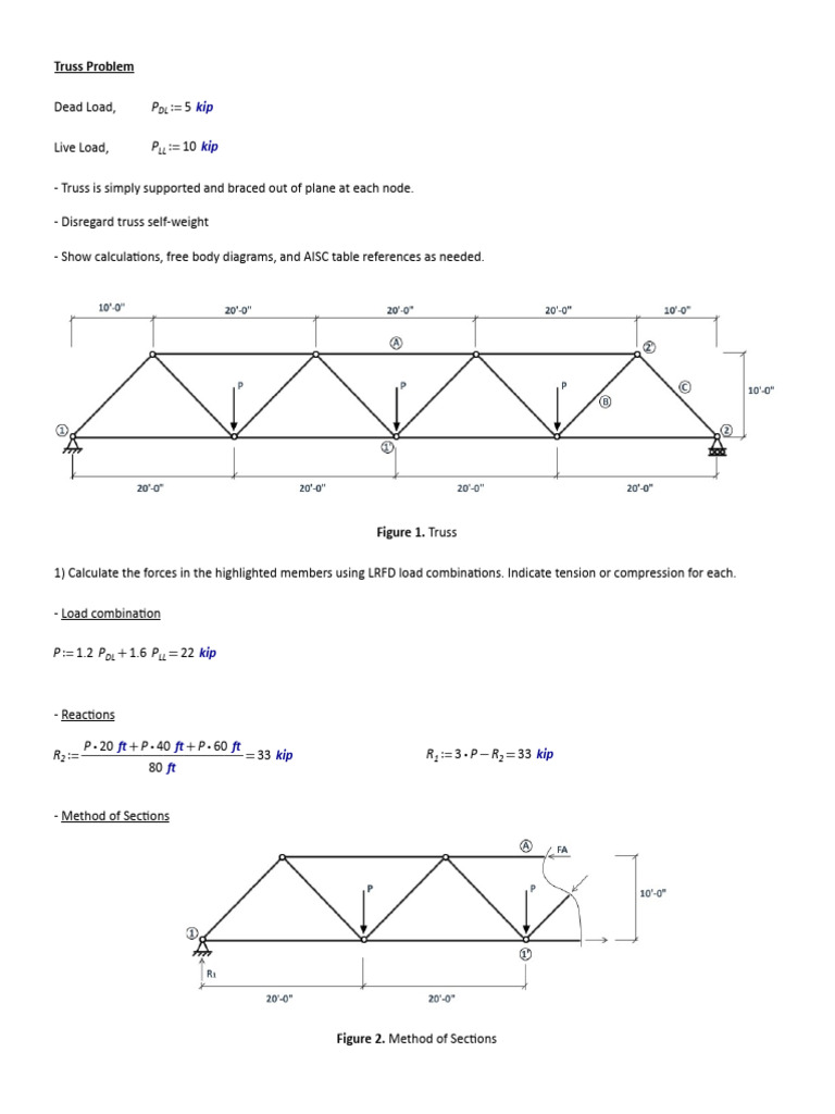 Truss Load Analysis and Member Selection | PDF | Truss | Solid Mechanics