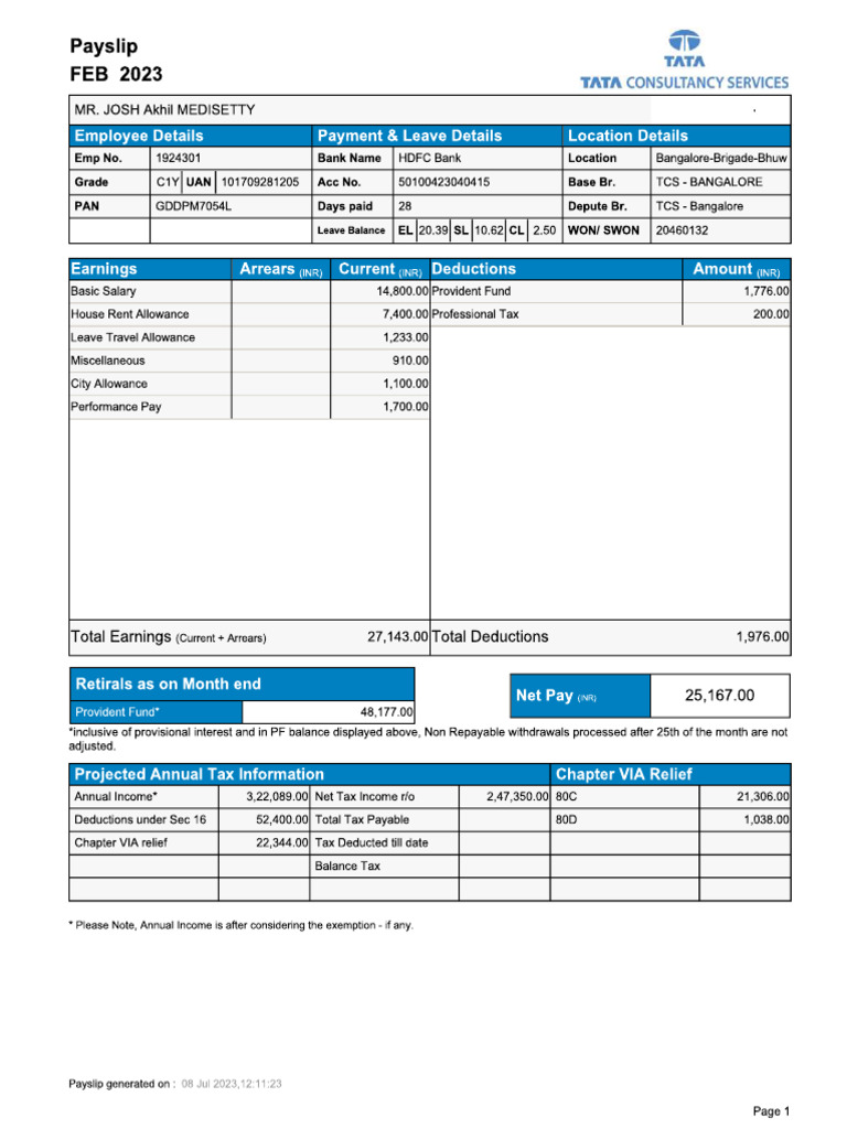 FEB - 23 - Pay Slip | PDF