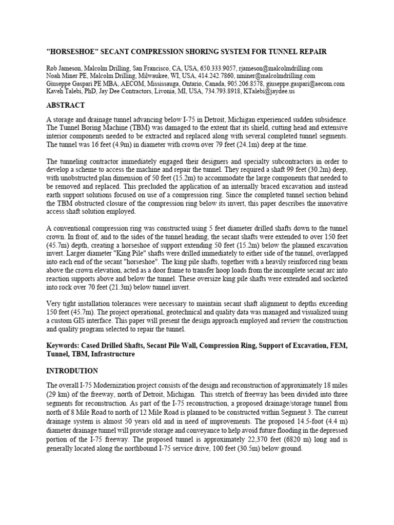 2022 Horseshoe Secant Compression Shoring System For Tunnel Repair ... 2022 Horseshoe Secant Compression Shoring System For Tunnel Repair ...
